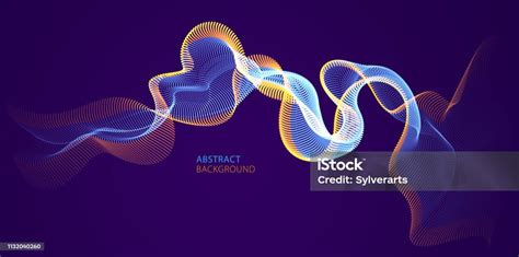 어두운 부드러운 곡선 모양 선 입자 배열 흐름에 흐르는 입자의 물결 벡터 추상적인 배경 3d 모양 빛나는 도트 혼합 메쉬 기술 편안한 벽지 빅데이터에 대한 스톡 벡터 아트