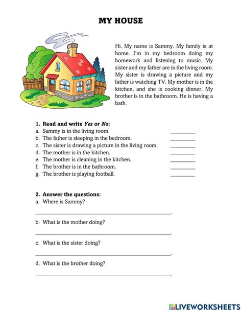 My House Reading Comprehension Worksheet Artofit