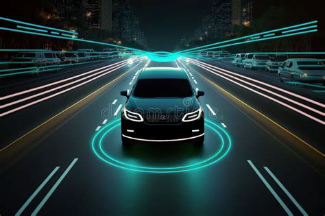Illustration Autonomous Car Sensor Driver Security Generative Ai