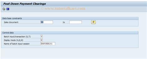 AD T SAP Tcode Clear Down Payment Requests Transaction Code