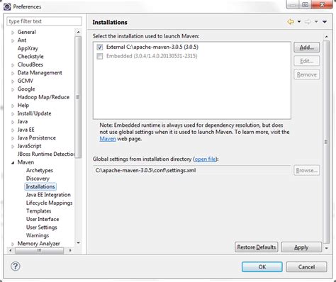 Java Maven Goals Not Running On Eclipse Indigo Stack Overflow