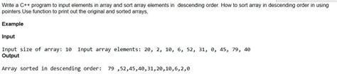 Solved Write A C Program To Input Elements In Array And Sort Array