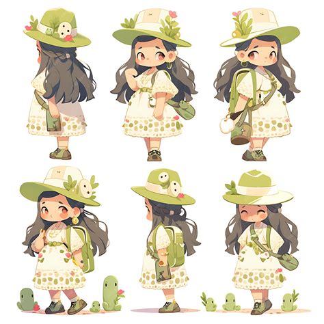 Premium Ai Image Character Of Female Cactus Themed Chibi Kawaii Succulent Shop Owner Deser