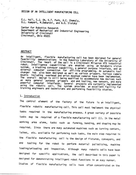 Pdf Design Of An Intelligent Manufacturing Cell