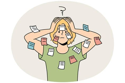 Confused Woman Frustrated With Numerous Notes 36443007 Vector Art At
