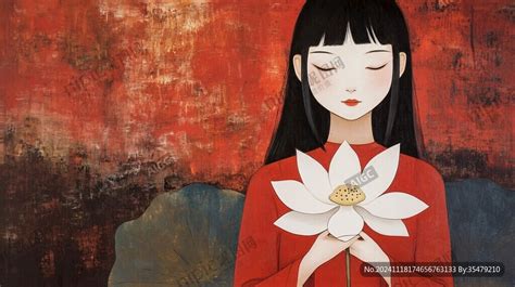 Ai创作图佛系插画 中式新娘插画 静心品禅插画 手拿荷花的女孩 木棉花美女插画 手绘荷花女孩 佛家插画 禅无框画 中式卡通女孩 中式卡通人像手绘 红孩儿插画 佛系装饰画 新中式女孩 丽人插画