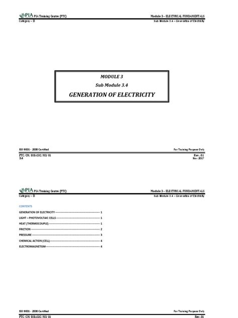 Sub Module 34 Gen Of Electricity Final Pdf Solar Cell Magnetic Field