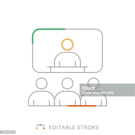 편집 가능한 스트로크가 있는 웨비나 멀티 컬러 라인 아이콘 선 아이콘에 대한 스톡 벡터 아트 및 기타 이미지 선 아이콘 웹 회의 Staff Meeting Istock
