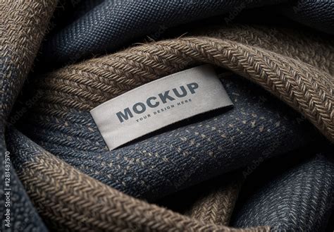 Realistic Woven Fabric Label Mockup Stock Template Adobe Stock