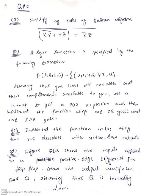 Solved Qh1 Simplify By By Bules ºf Bolean Algebra X 9