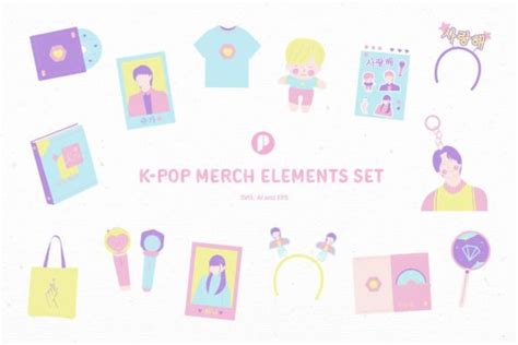 Kpop Merch Element Set Graphic By Peterdraw · Creative Fabrica Kpop Merch Element Set Graphic By Peterdraw · Creative Fabrica