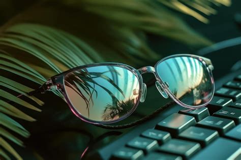 Premium Ai Image Concept Of Work On Vacation Computer Keyboard And