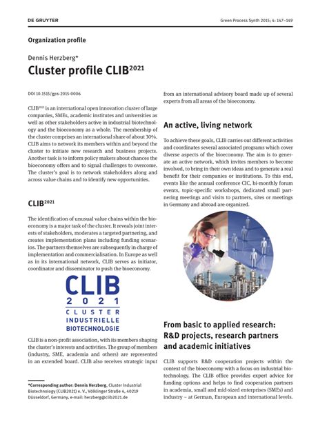 Pdf Cluster Profile Clib2021