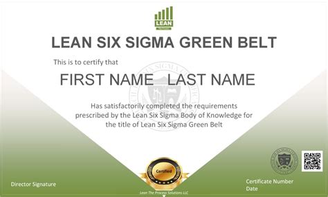 Lean Six Sigma Green Belt Certification Lean The Process