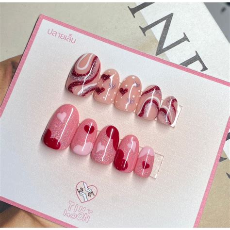 Tinymoon เล็บเจลแท้ เซ็ทชมพูเพ้นท์มือสุดน่ารัก เลือกทรงได้แถมฟรีกาวตะไบ