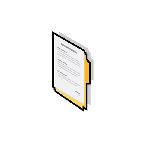 Document Isometric Left View Black Stroke With Shadow Icon Vector