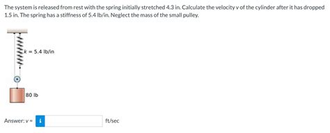 Solved The System Is Released From Rest With The Spring Chegg
