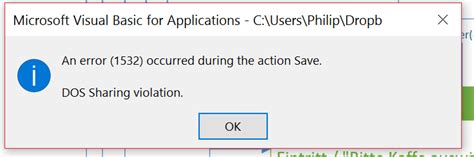 Vba Visio Dos Sharing Violation Error 1532 Stack Overflow