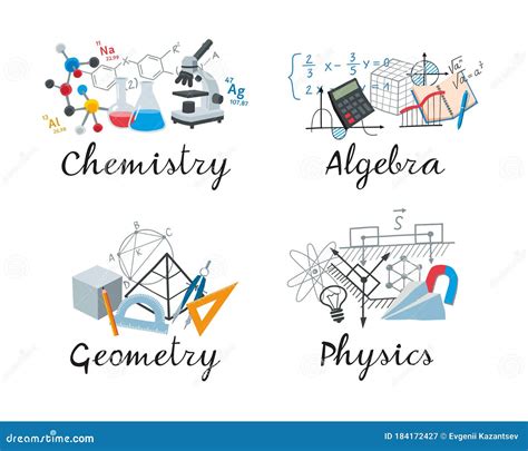 A Set Of Academic Disciplines Chemistry Algebra Geometry Physics