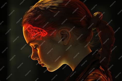 Brain Connectivity Cognitive Function And Neural Pathways Profile Of Girl With Glowing Red Brain