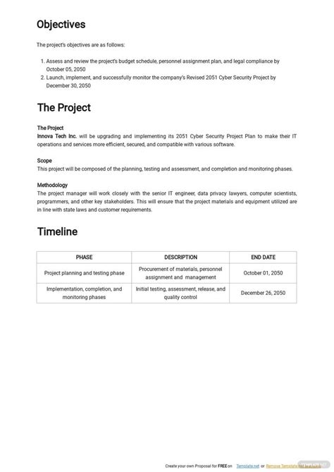 Security Project Plan Template