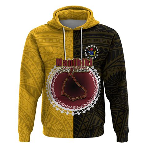 Island Wear Custom Manihiki Of Cook Islands Hoodie Mix Half Black