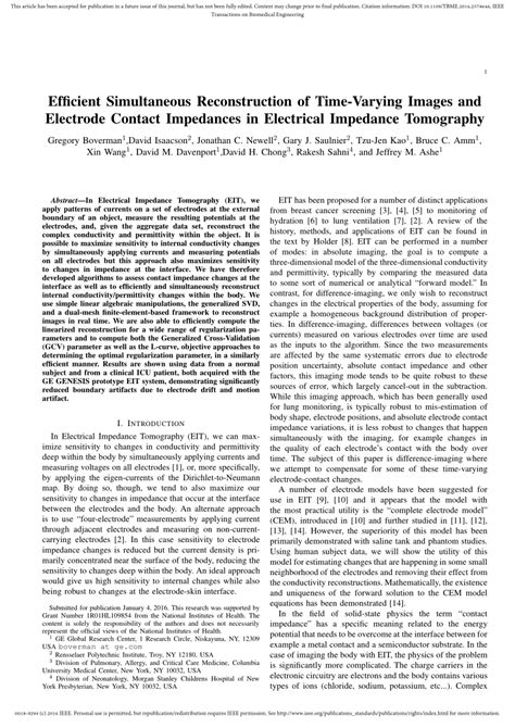 Pdf Efficient Simultaneous Reconstruction Of Time Varying Images And Electrode Contact