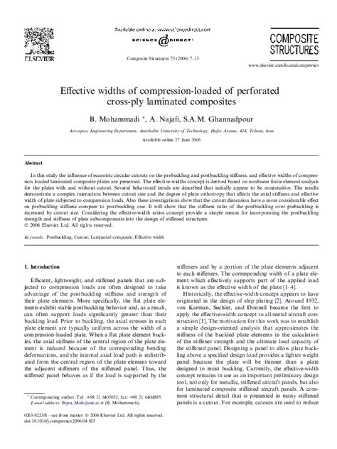 Pdf Effective Widths Of Compression Loaded Of Perforated Cross Ply