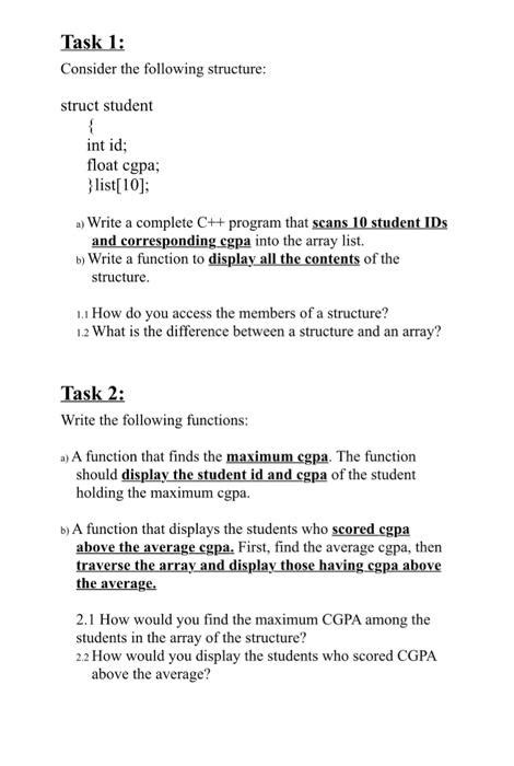 Solved Task 1 Consider The Following Structure Struct