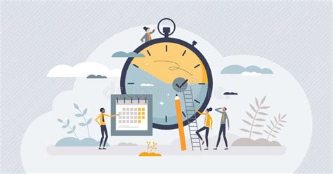 Efficiency With Productive Process Time Management Tiny Person Concept Stock Vector