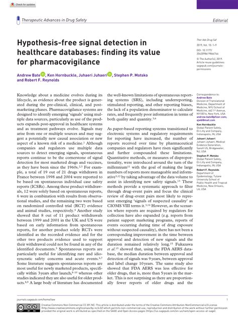 Pdf Hypothesis Free Signal Detection In Healthcare Databases Finding Its Value For