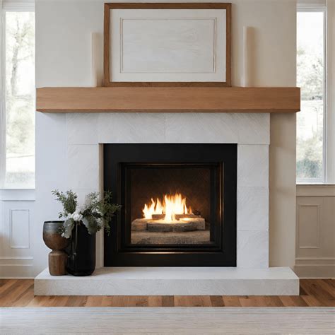 White Fireplace Mantel With Wood Planks White Oak Mantel Ideas