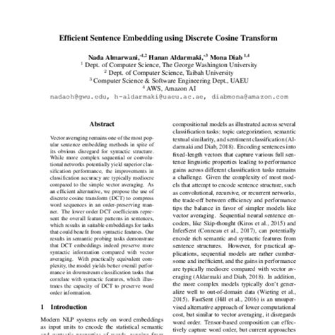 Efficient Sentence Embedding Using Discrete Cosine Transform Acl Anthology