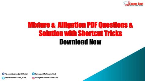 Mixture Alligation PDF Questions Solution With Shortcut Tricks