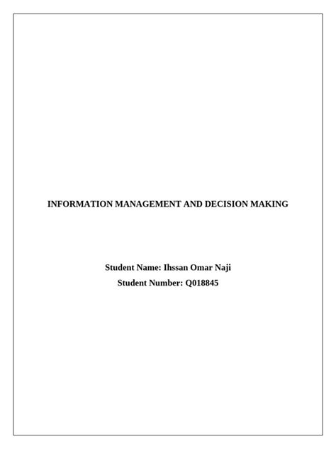 704 Information Managment And Decision Making Assignment Pdf
