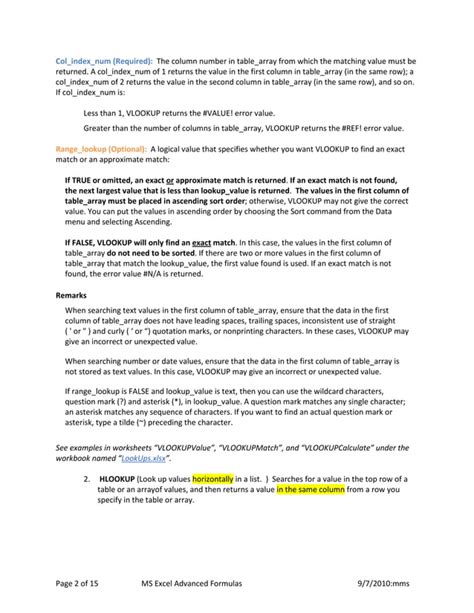 Commonly Used Excel Formulas Pdf