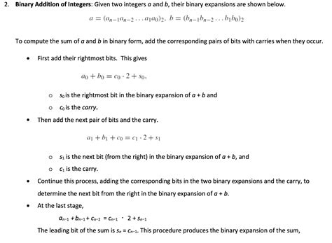 Solved Binary Addition Of Integers Given Two Integers A Chegg Com