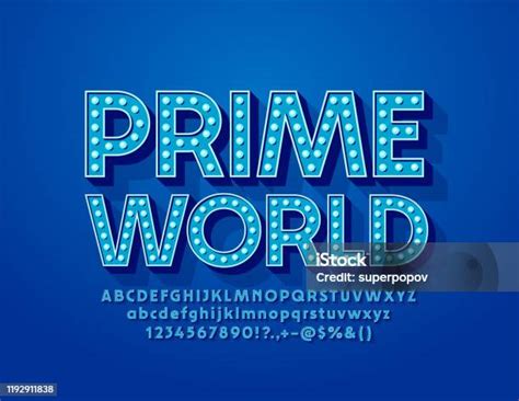 벡터 블루 포스터 프라임 월드 조명 알파벳 문자 숫자 및 기호 컴퓨터 글자에 대한 스톡 벡터 아트 및 기타 이미지 컴퓨터 글자 Theatrical Performance
