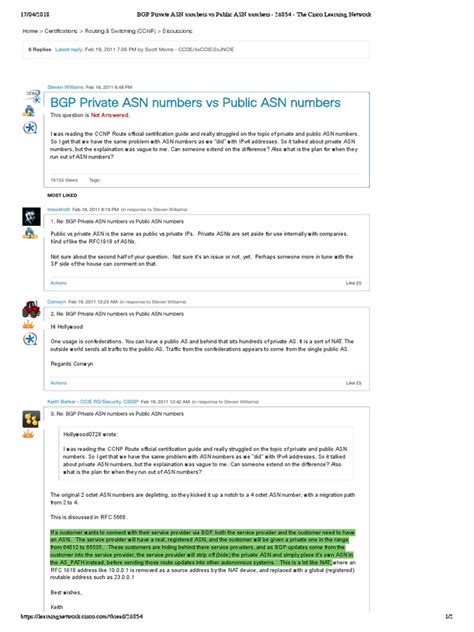 Bgp Private Asn Numbers Vs Public Asn Numbers Not Answered Pdf Networking Standards