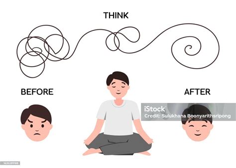명상을 하거나 요가를 하는 남자 또는 소년 설명을위한 마음 챙김과 정신 건강 감정에 대한 스톡 벡터 아트 및 기타 이미지 감정 개념 개념과 주제 Istock