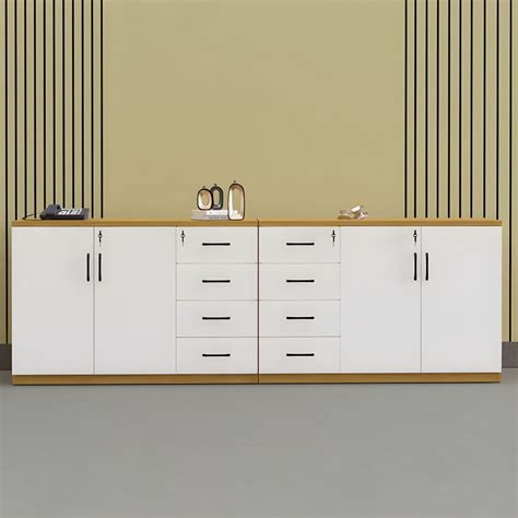 Modern White Wood Office Storage Cabinet With Locking Door And Cabinet
