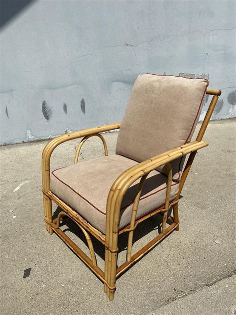 1950s Restored Rattan 3 Strand Lounge Chair By Heywood Wakefield