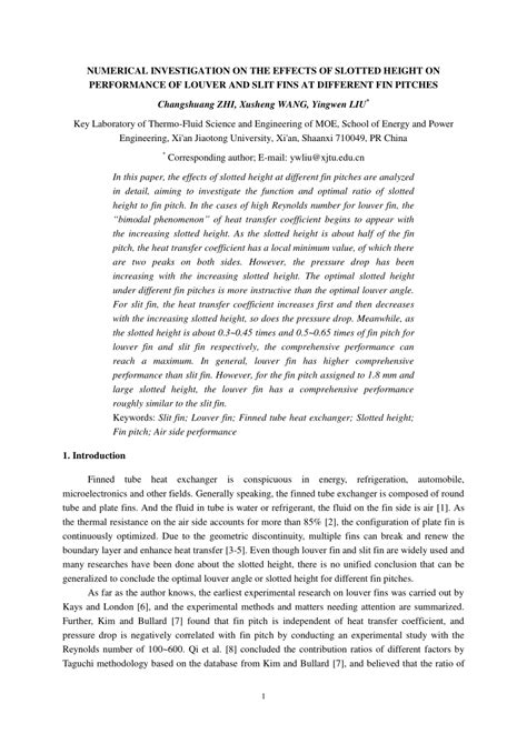 (PDF) Numerical investigation on the effects of slotted height on performance of louver and slit ...