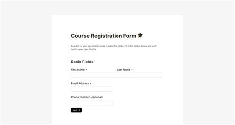 Course Registration Form Template