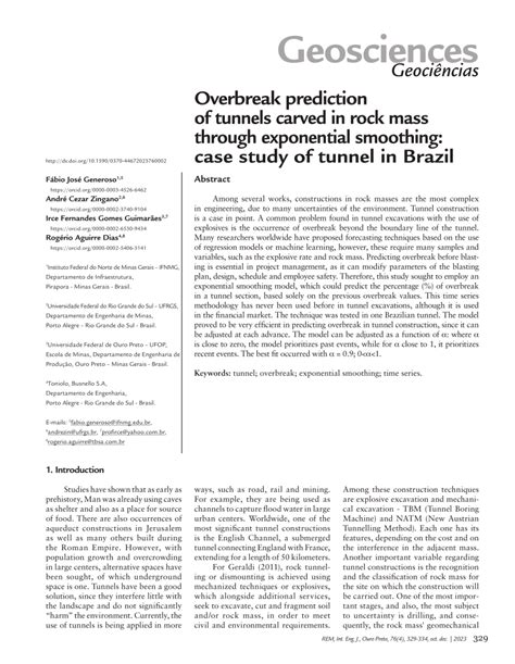PDF Overbreak Prediction Of Tunnels Carved In Rock Mass Through Exponential Smoothing Case