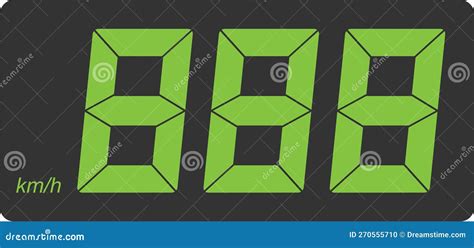 Digital Speedometer With Green Stencil Numbers Black Background Stock