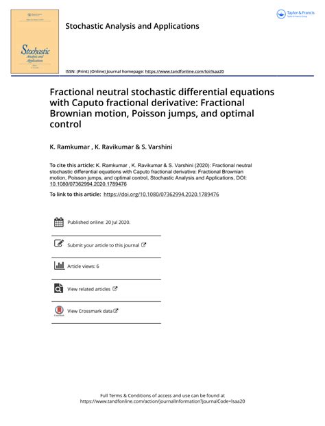 Pdf Fractional Neutral Stochastic Differential Equations With Caputo Fractional Derivative