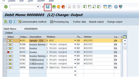 Edi Print Output Set For Billing Document Sapcodes
