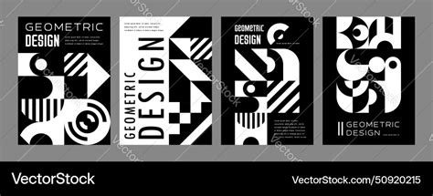 Monochrome Abstract Geometric Pattern Posters Vector Image