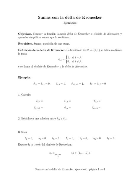 sums with kronecker delta exercises es pdf enseñanza de matemática